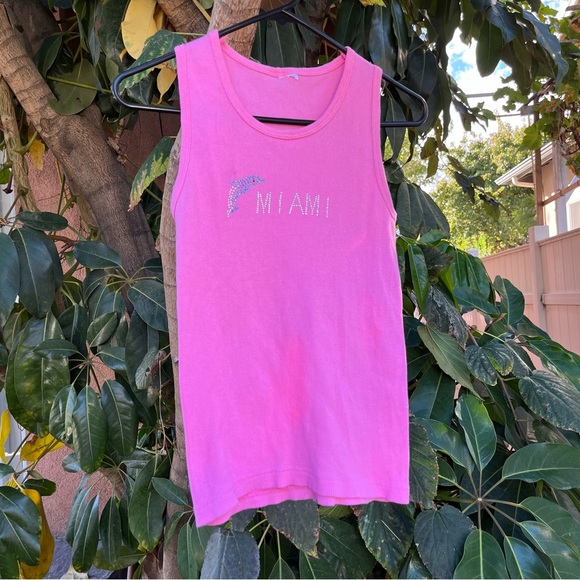 Vintage | Tops | Y2k Miami Rhinestone Black Tshirt | Poshmark
